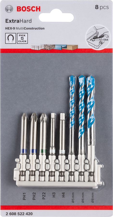 Pick & Click Extra Hard Screwdriver and MultiConstruction Drill Bit ...