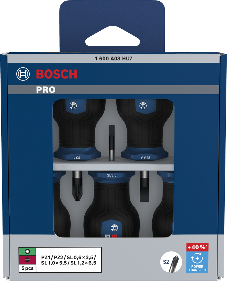 PRO Stubby Screwdriver PZ/SL , 5 pcs - Bosch Professional